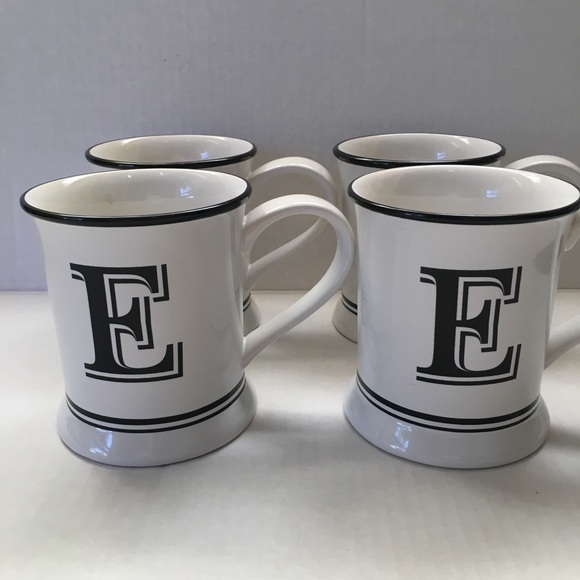 Kitchen | Nwt Monogram Mugs Letter E Set Of 4 | Poshmark